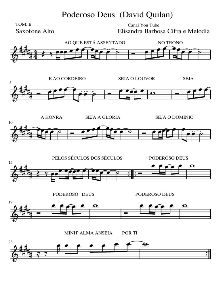 Poderoso Deus (David Quilan) - Saxofone - Alto | PDF