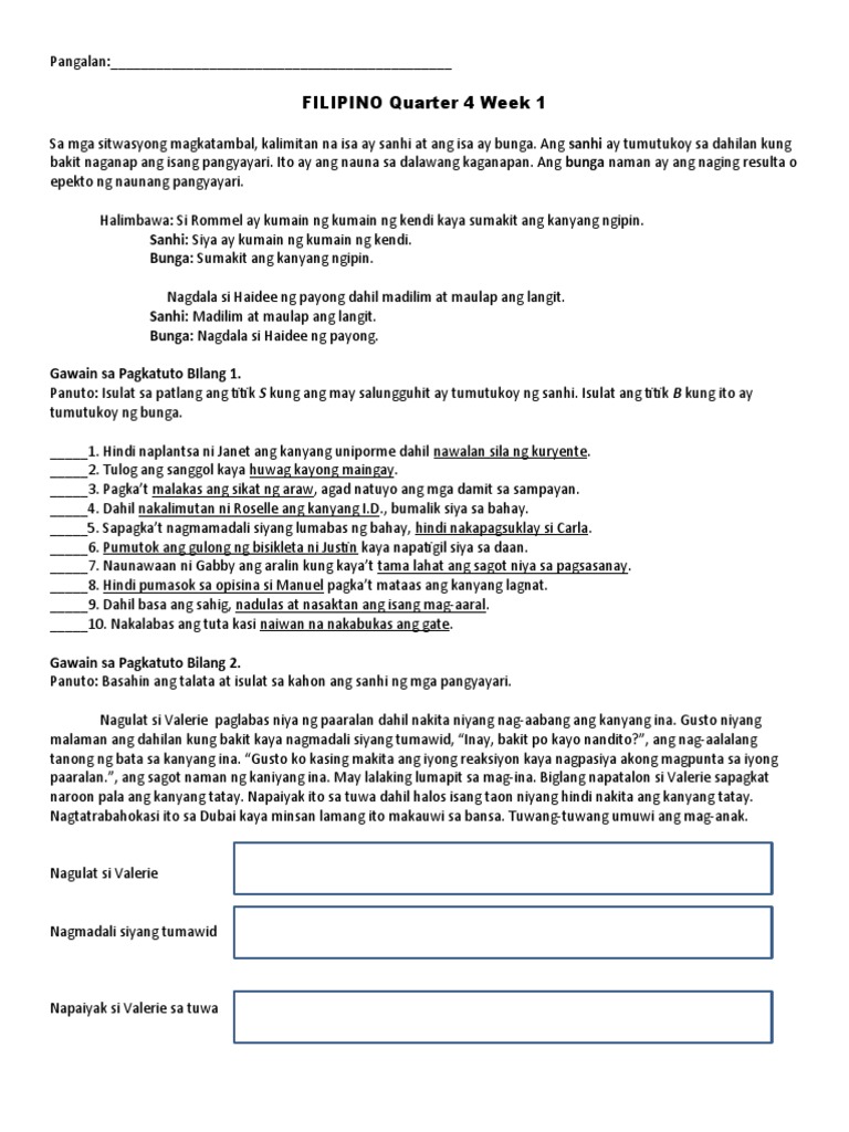 Filipino Q4W1 | PDF