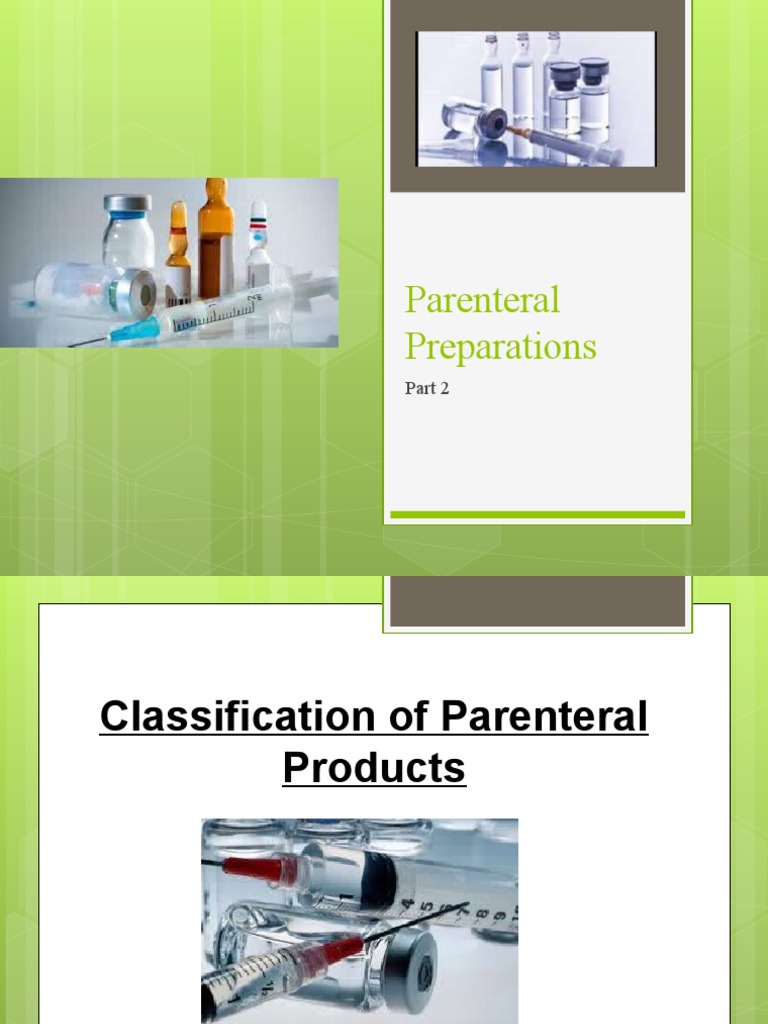 Classification of Parenteral Products | PDF | Emulsion | Intravenous ...
