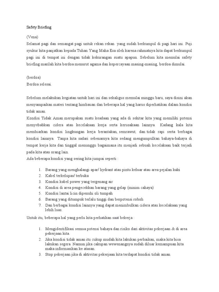 Safety Briefing | PDF