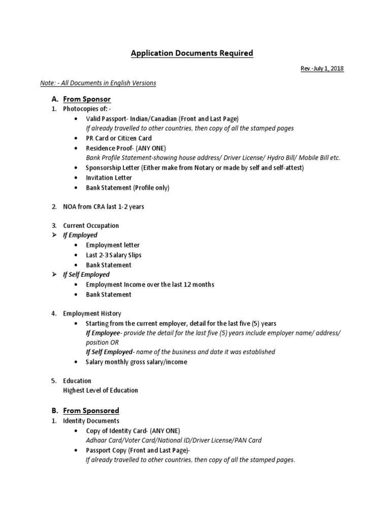 Visitor Visa Checklist | PDF | Identity Document | Passport