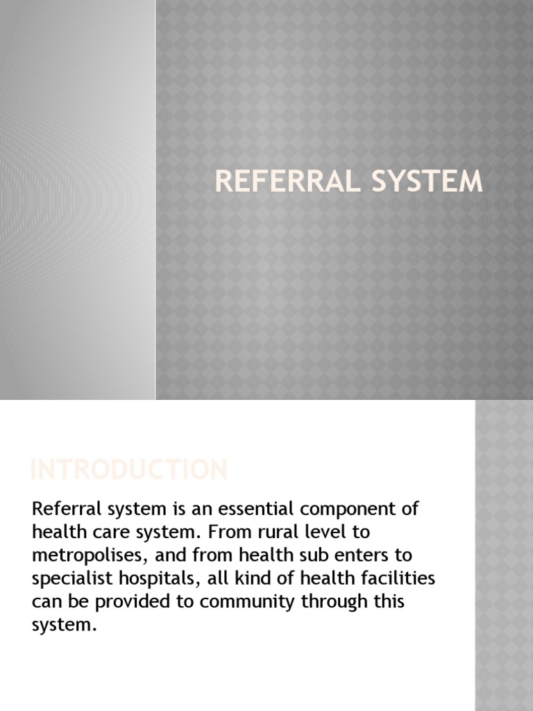 Referal System | PDF | Patient | Health Care
