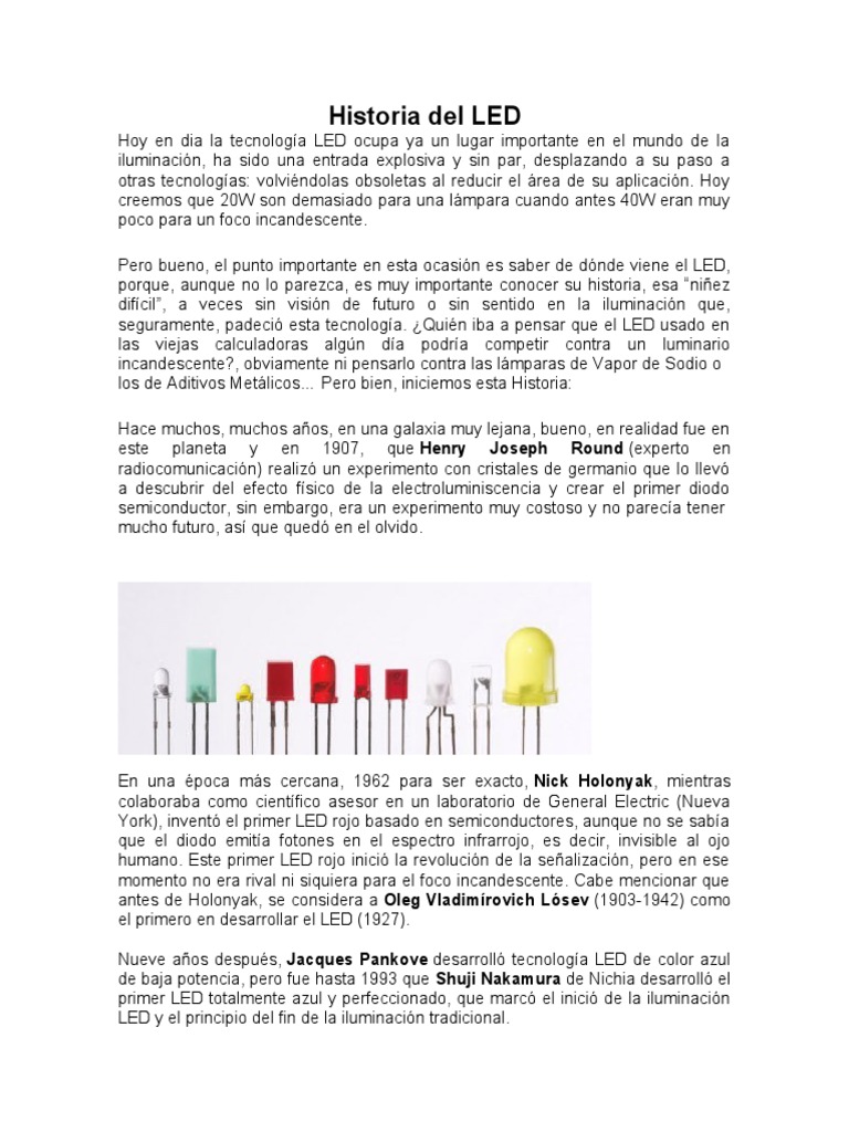Historia Del LED | PDF | Diodo emisor de luz | Radiación electromagnética