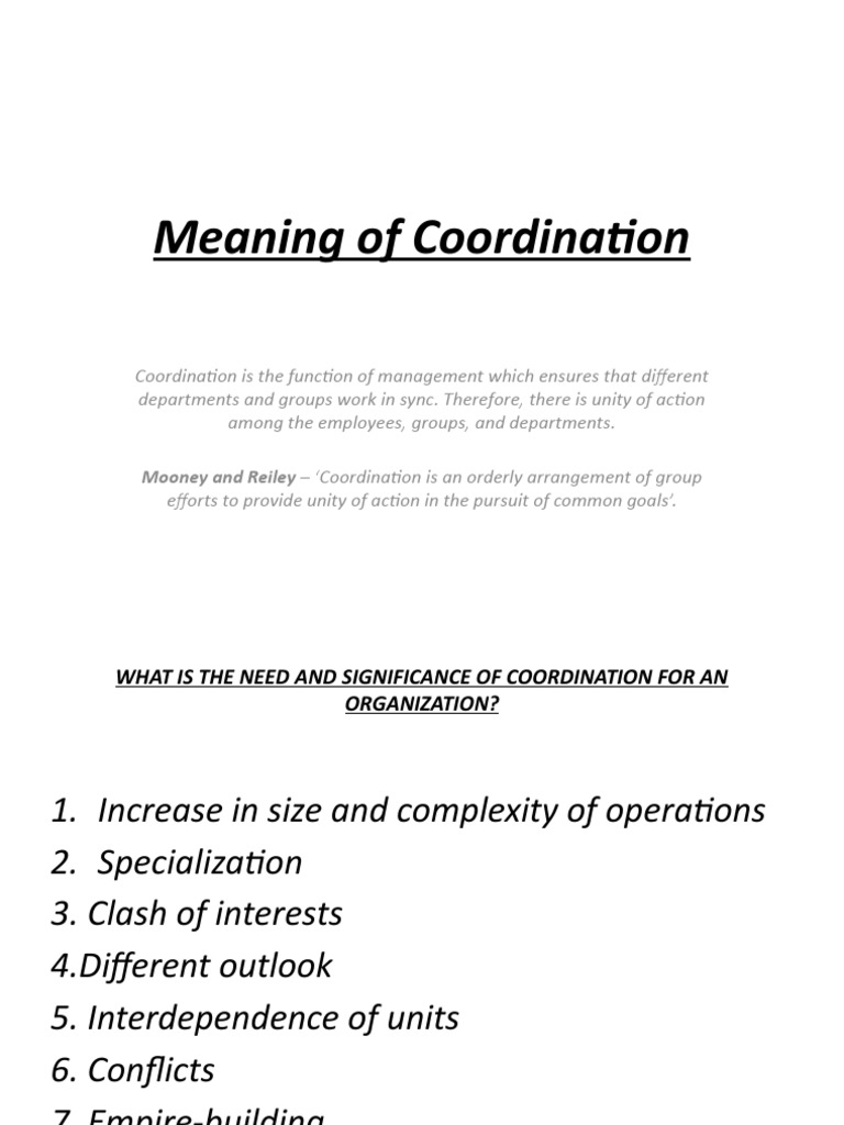 Meaning of Coordination - Power Point | PDF | Leadership | Human Nature