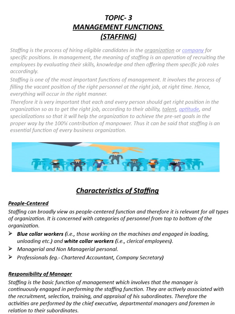 Topic - 3 (Management Function - Staffing) | PDF | Human Resources | Recruitment