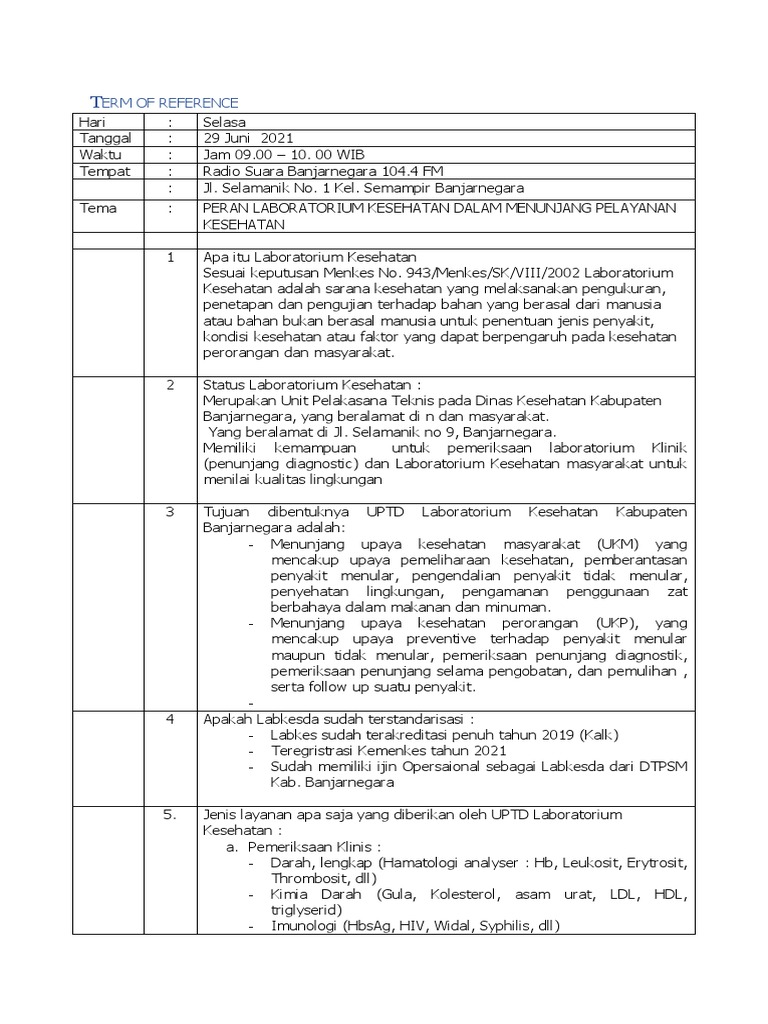 TOR Siaran Radio 1 | PDF