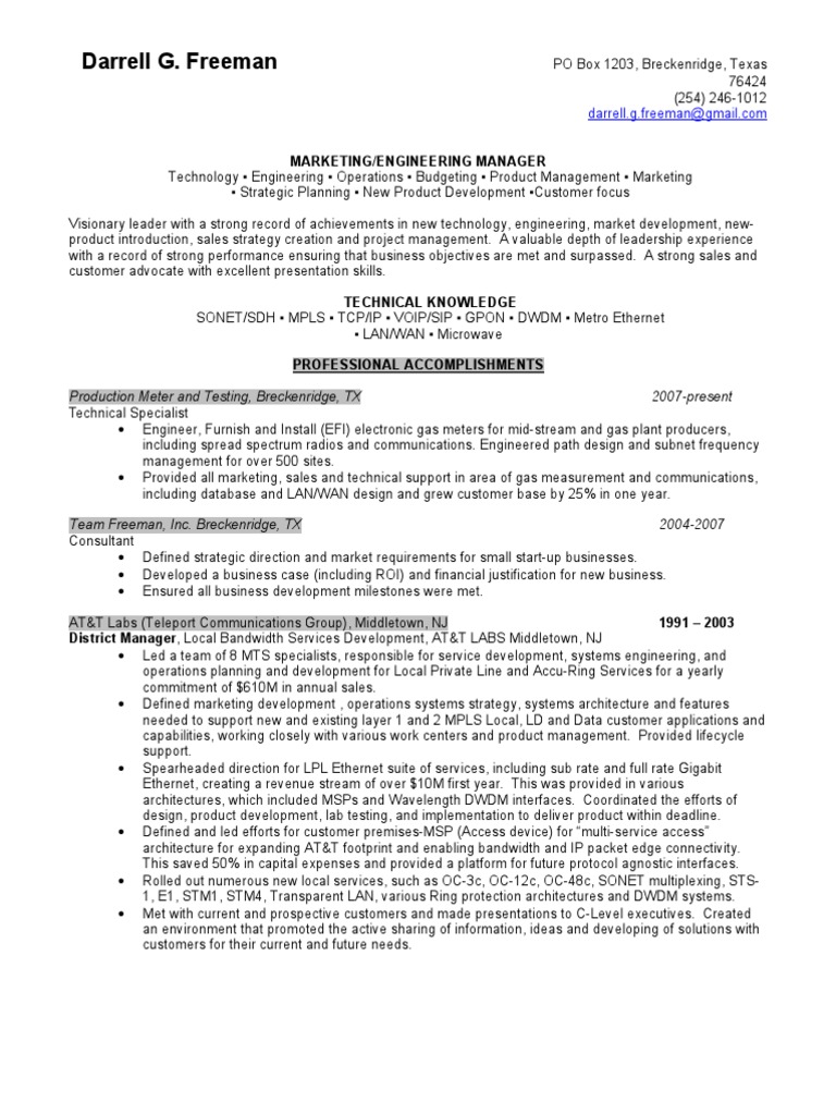 Vice President Product Marketing in New York City New York Resume Darrell Freeman | PDF ...