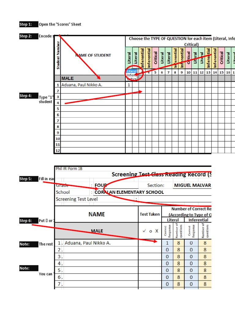 Phil IRI TPPK Encoding Template ENGLISH | PDF