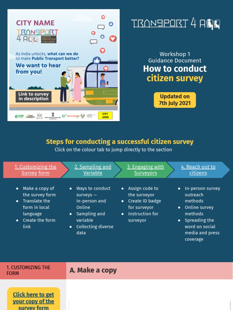 Citizen Survey Form and Guidance To Conduct Citizen Survey | PDF ...