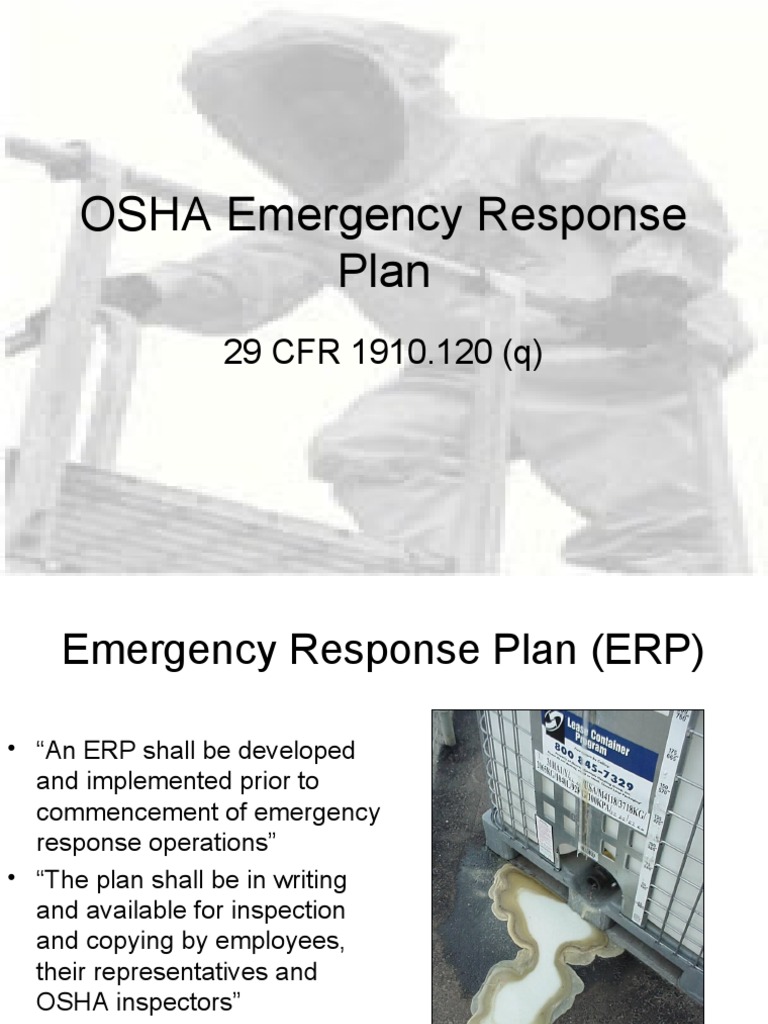 OSHA Emergency Response Plan: 29 CFR 1910.120 (Q) | PDF | Emergency ...