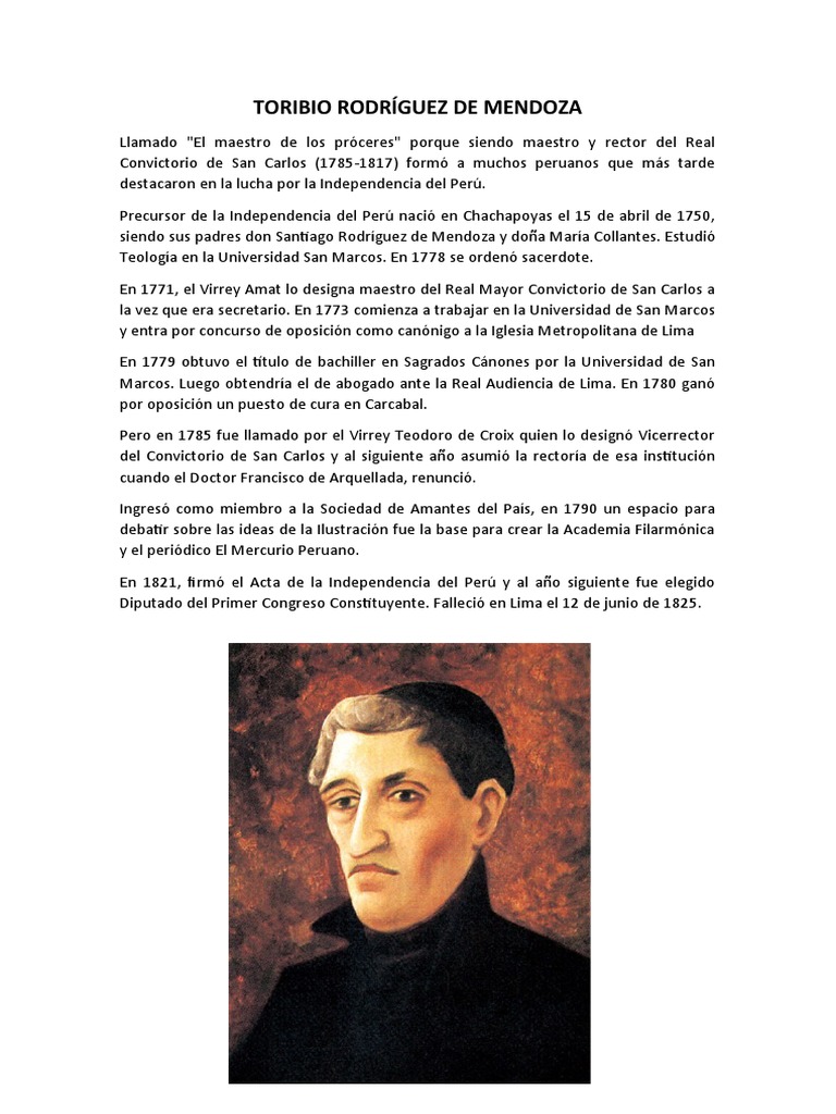 Toribio Rodríguez de Mendoza | PDF