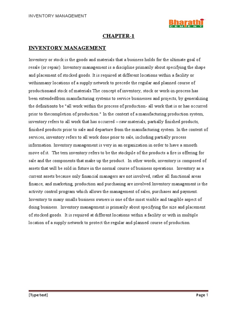 Inventory Management Overview | PDF | Inventory | Cement
