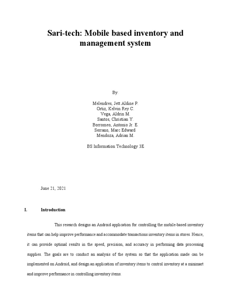 Sari-Tech: Mobile Based Inventory and Management System | PDF ...