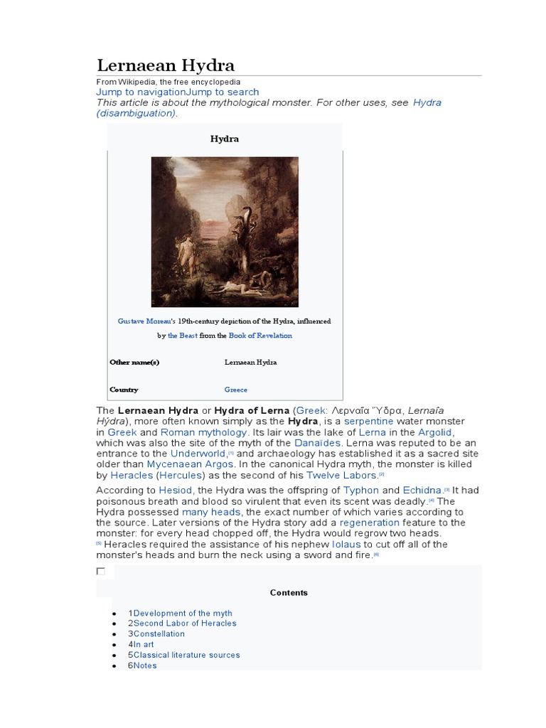The Poisonous Multi-Headed Monster: The Myth of Heracles' Deadly Battle ...