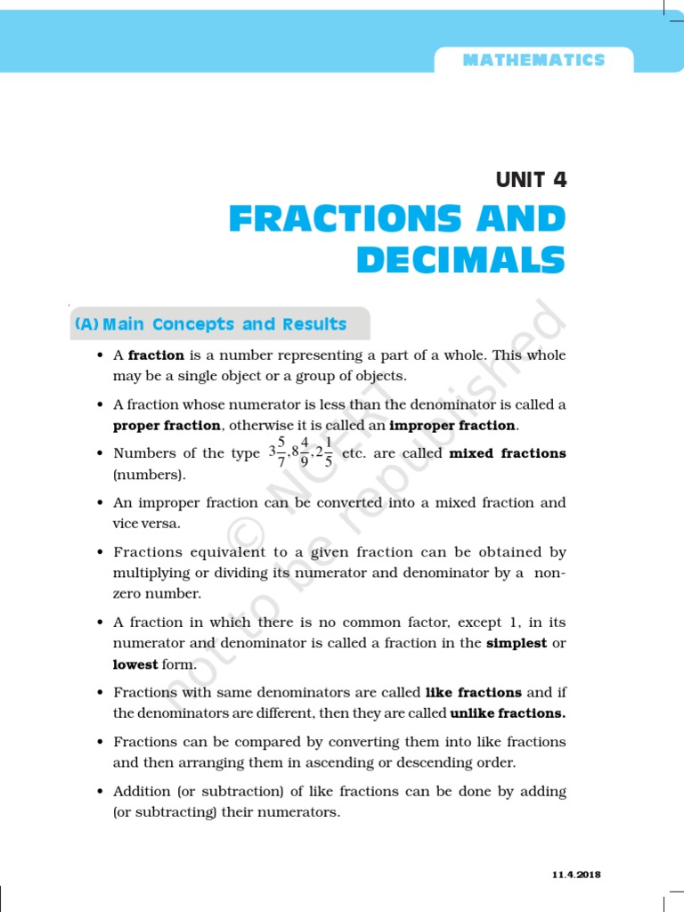 Fraction and Decimals | PDF | Decimal | Notation