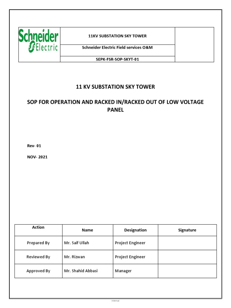 LV Panel Operation SOP for Substation | PDF | Electrical Substation ...