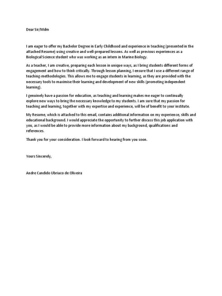Cover Letter - Andre | PDF