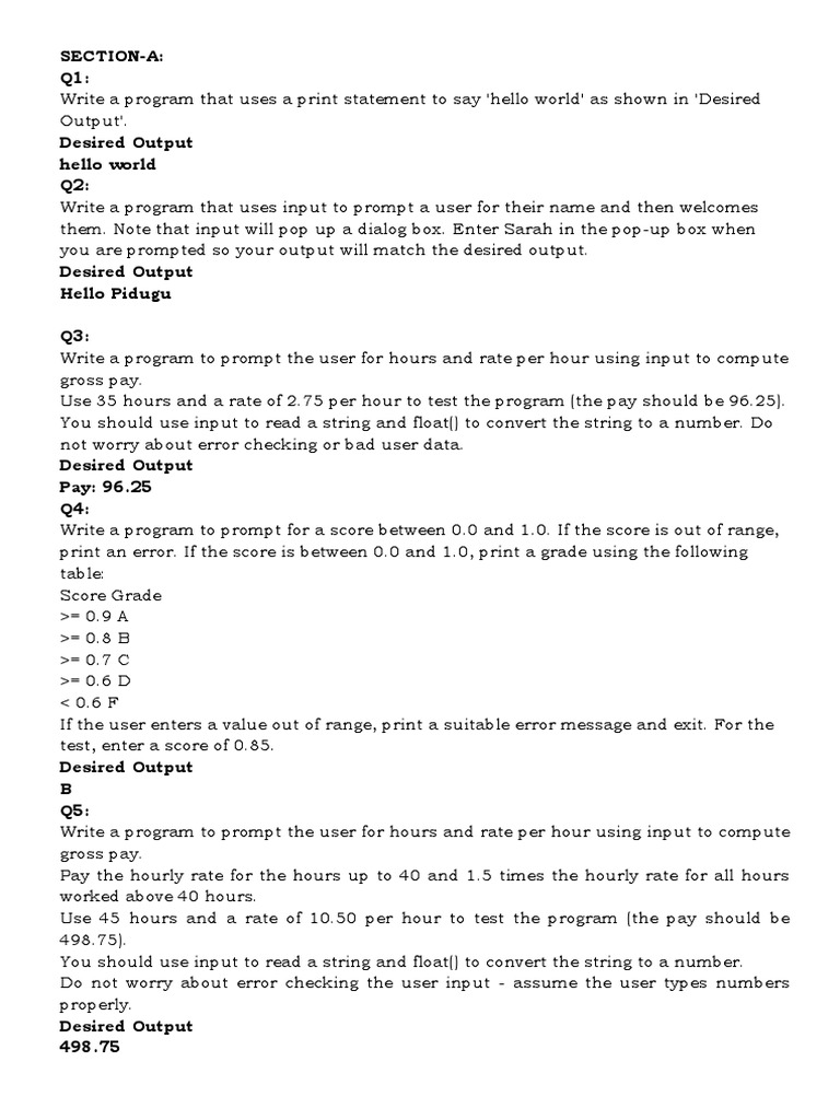 Python Practice | PDF | String (Computer Science) | Control Flow