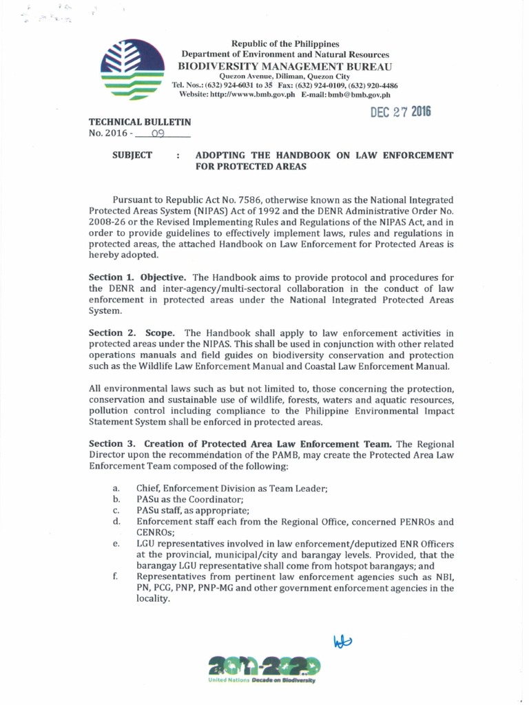 DENR Technical Bulletin Adopting Wildlife Law Enforcement Manual of ...
