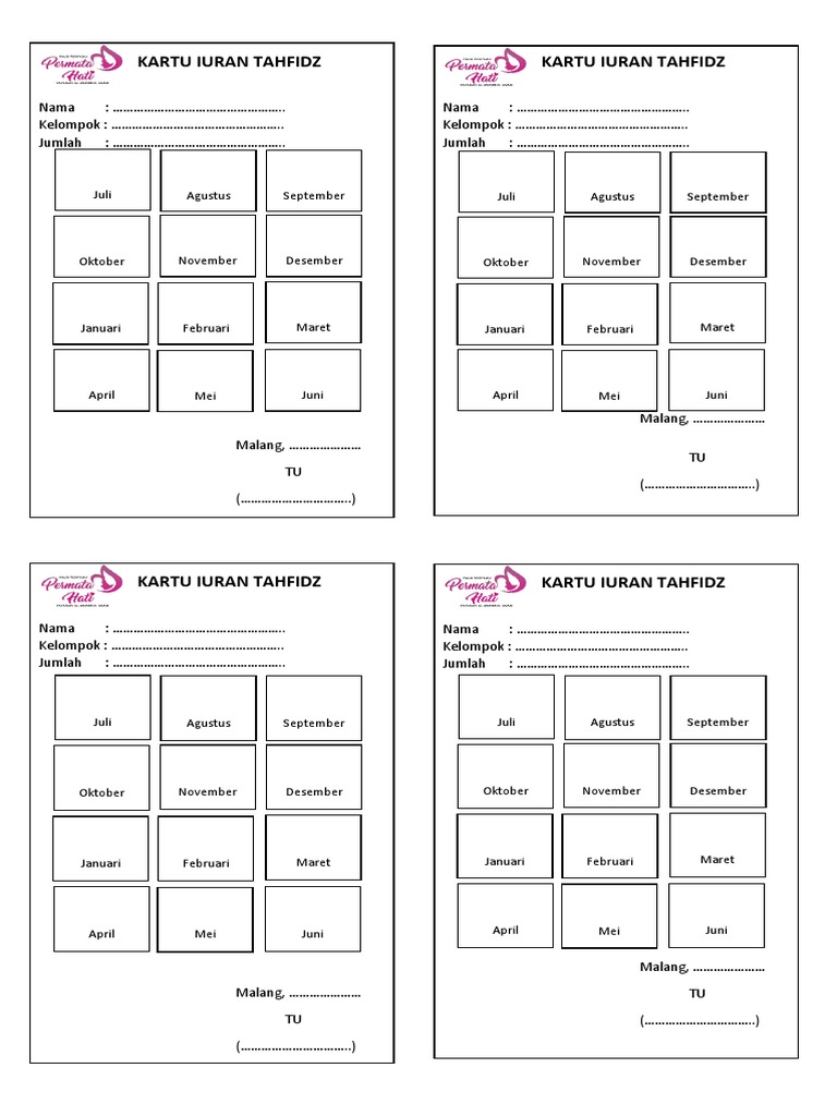 Kartu Iuran Tahfidz | PDF | Agama & Spiritualitas