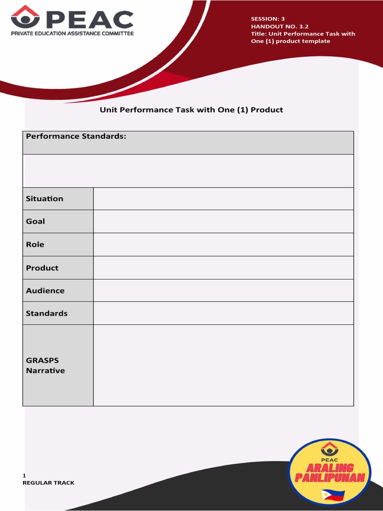 S3 - APREG - Handout3.2 - Template For Unit Performance Task With 1 ...