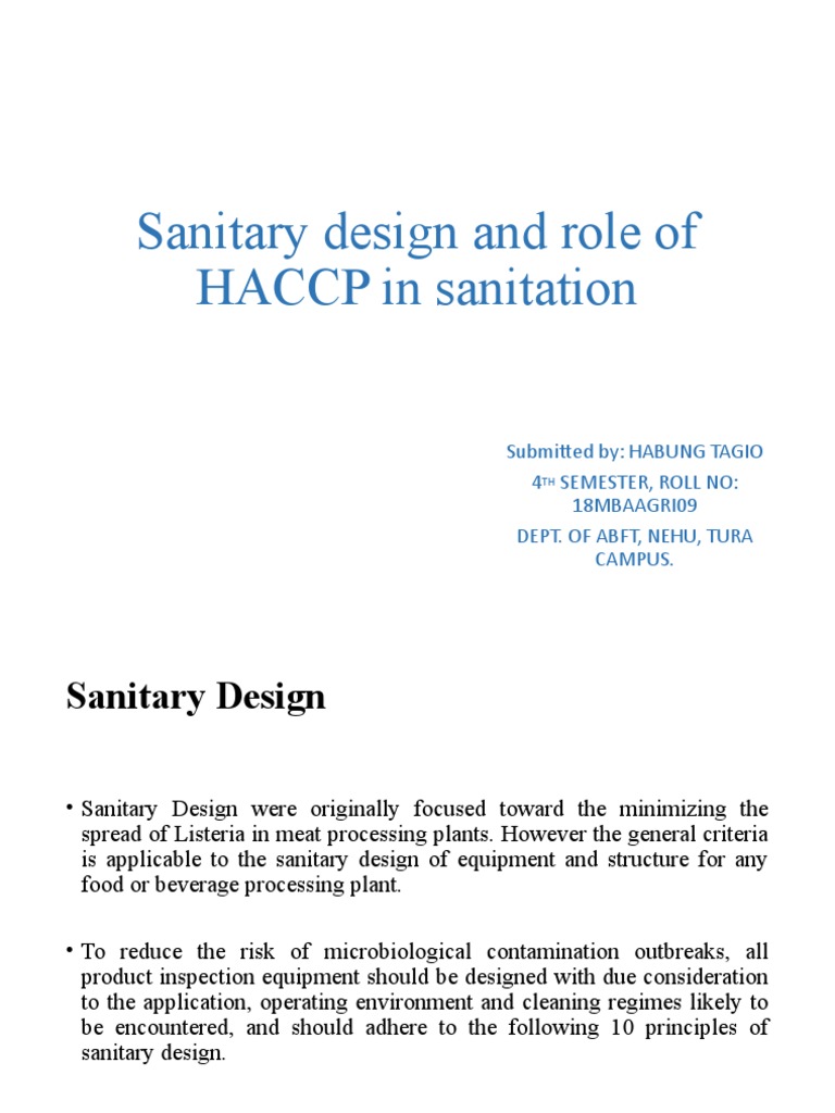 Sanitary Design and Role of HACCP in SANITATION - HABUNG | PDF | Hazard ...