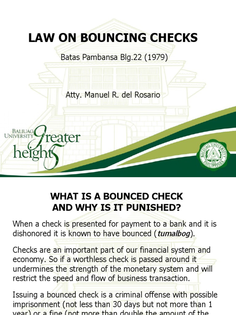 Law On Bouncing Checks: Batas Pambansa Blg.22 (1979) | Download Free PDF | Cheque | Justice