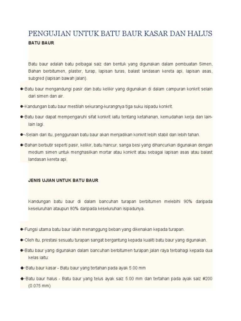 Ujian Batu Baur | PDF