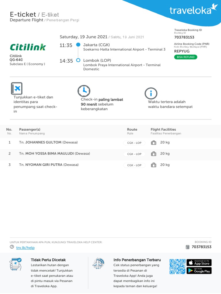 Fahri Shariati CGK Repyug Lop Flight Originating | PDF