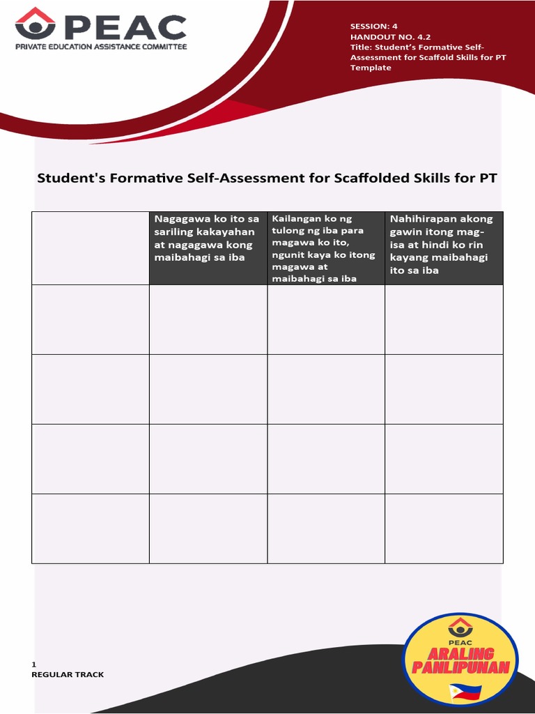 S4 - APREG - Handout 4.2 - Template For Student - S Formative Self ...