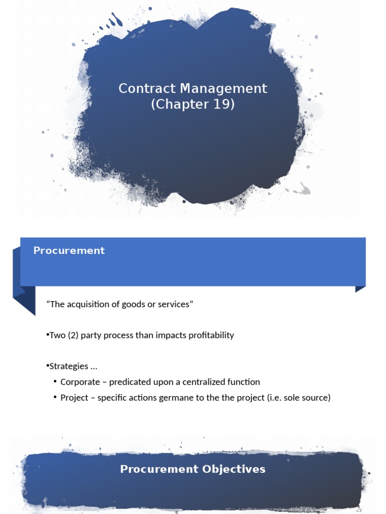 Contract Management (Chapter 19) | PDF | Request For Proposal | Procurement