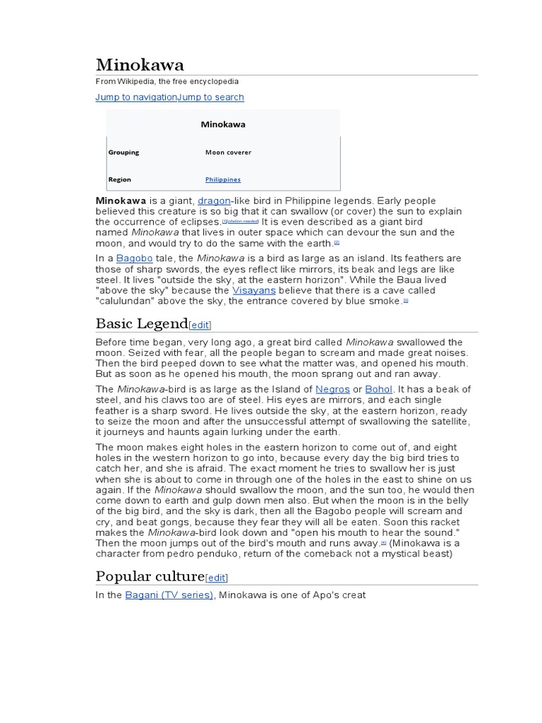 The Legend of the Minokawa: A Giant Moon-Swallowing Bird in Philippine ...