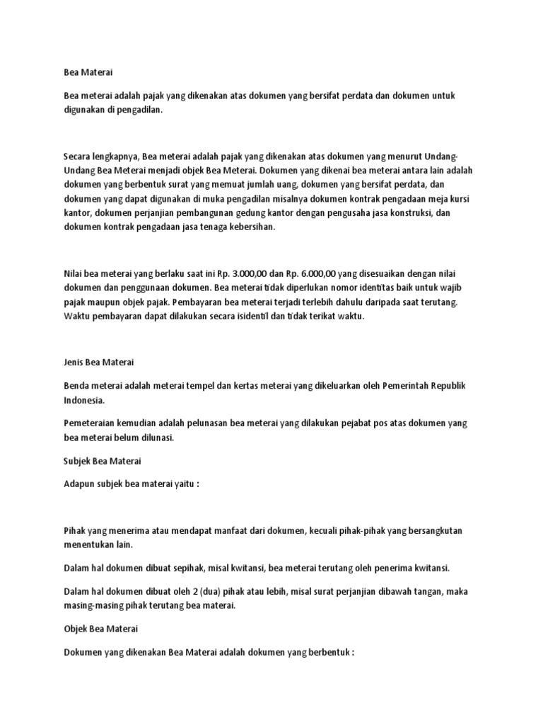 Panduan Lengkap Bea Materai | PDF | Ilmu Sosial | Hukum