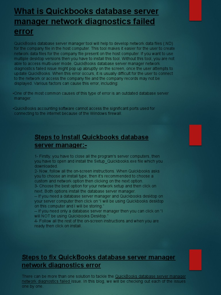 What Is Quickbooks Database Server Manager Network Diagnostics Failed ...