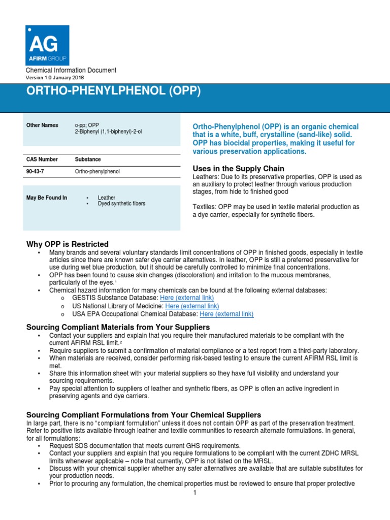 Afirm Ortho Phenylphenol | PDF | Chemical Substances | Safety