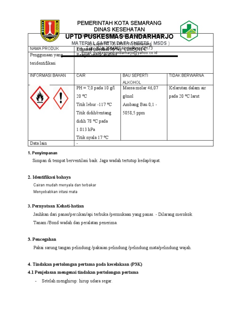 MSDS Etanol 96% | PDF