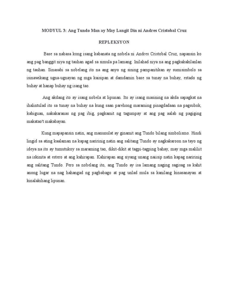 MODYUL 3 Ang Tundo Man Ay May Langit Din Ni Andres Cristobal Cruz | PDF