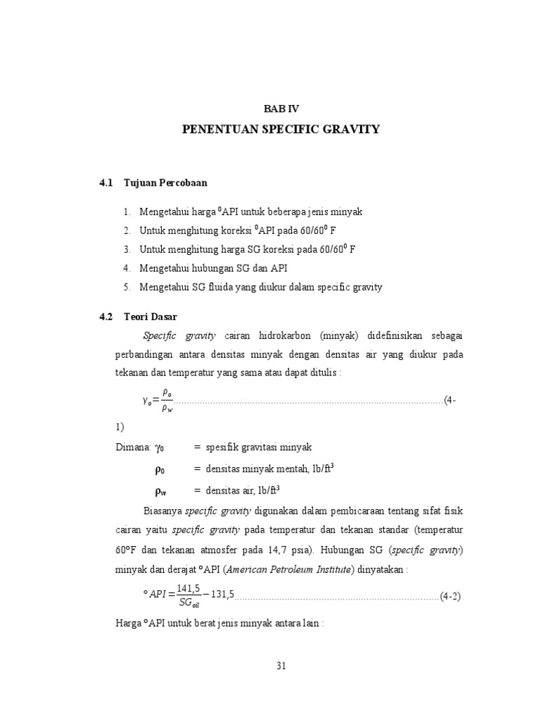 Penentuan Specific Gravity Minyak | PDF | Metode & Bahan Ajar | Sains ...