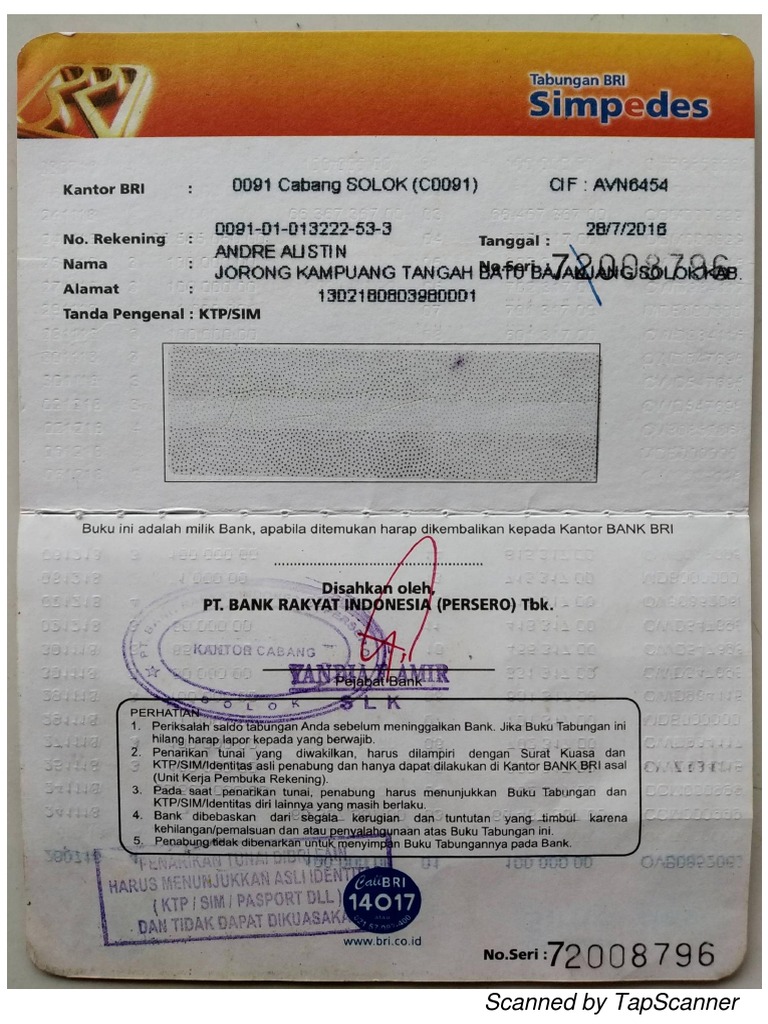 Buku Rekening Halaman Depan | PDF