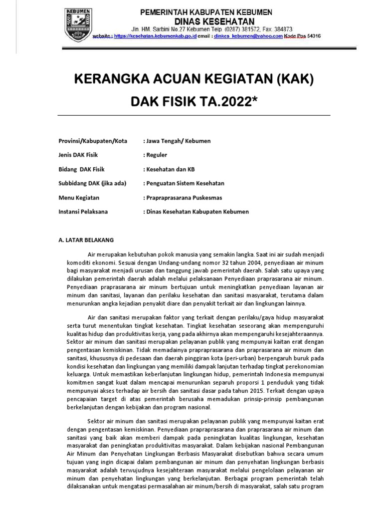 RAB Dan TOR Air Bersih-Merged | PDF | Kesehatan Holistik