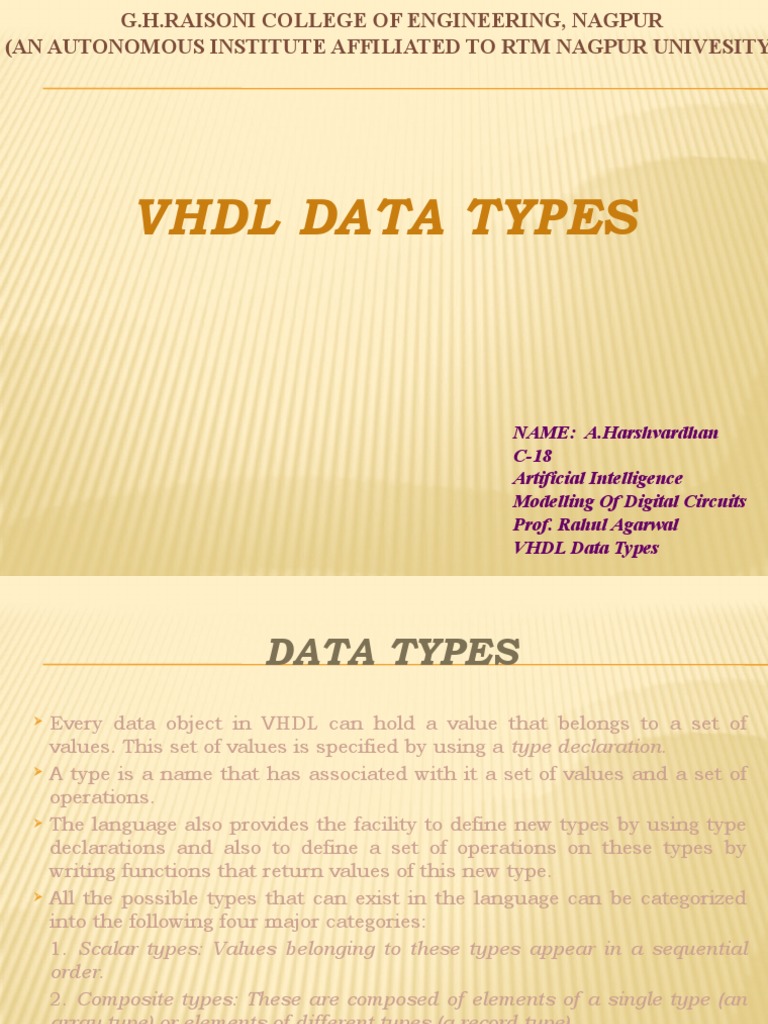 Vhdl Data Types Pdf Array Data Structure Data Type