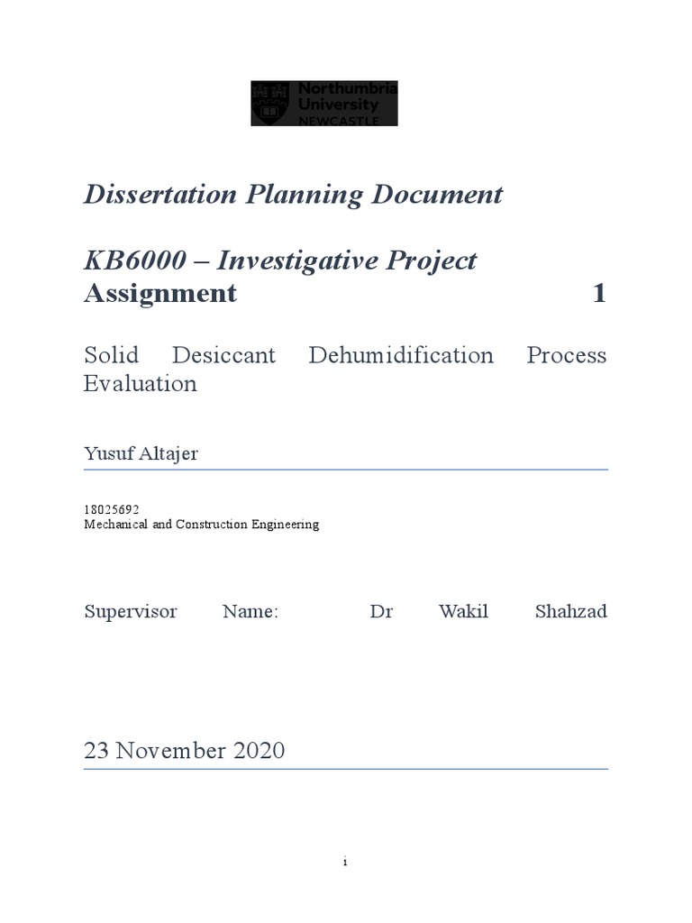 Dissertation Planning Document KB6000 - Investigative Project | PDF ...