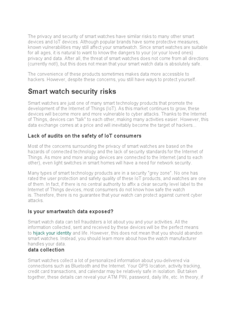 Smart Watch Security Risks: Lack of Audits On The Safety of Iot ...