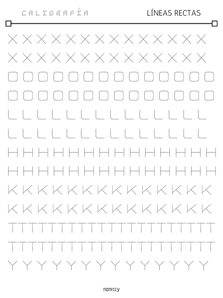 Nanrccy: Caligrafía Líneas Rectas | PDF | Writing | Western Calligraphy