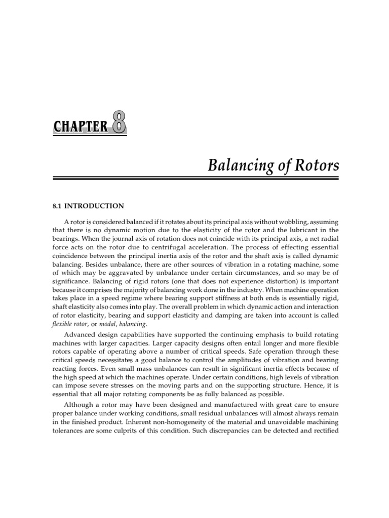 Balancing of Rotors | PDF | Rotation Around A Fixed Axis | Bearing ...