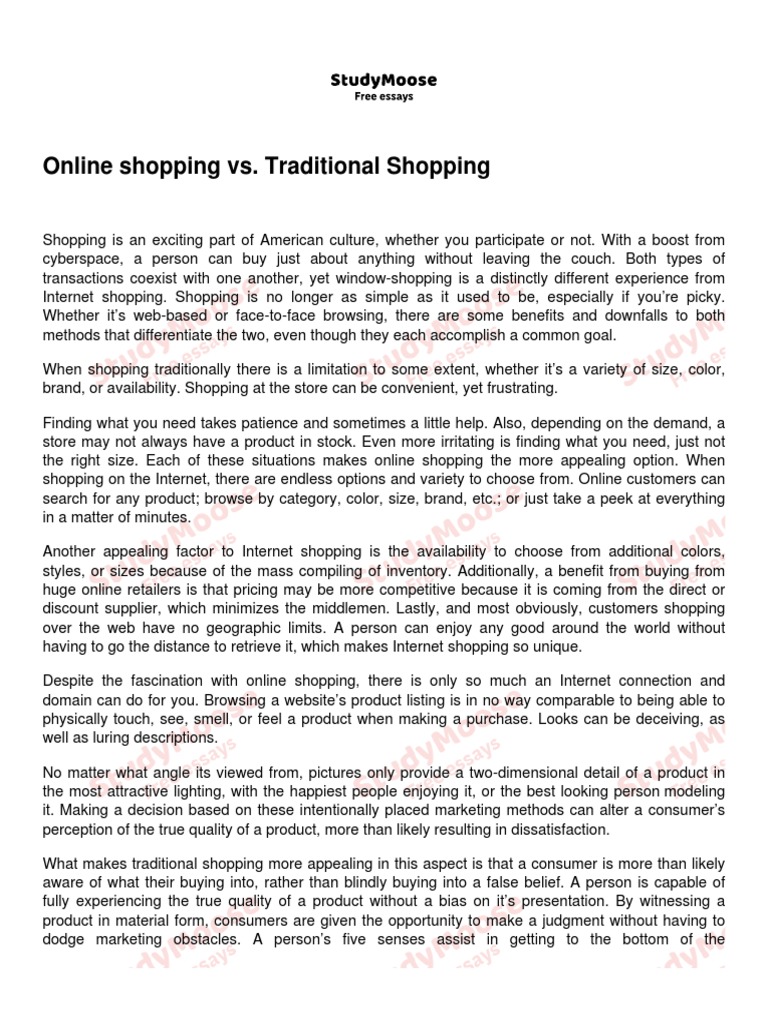 Online Shopping vs. Traditional Shopping | PDF | Online Shopping | Business