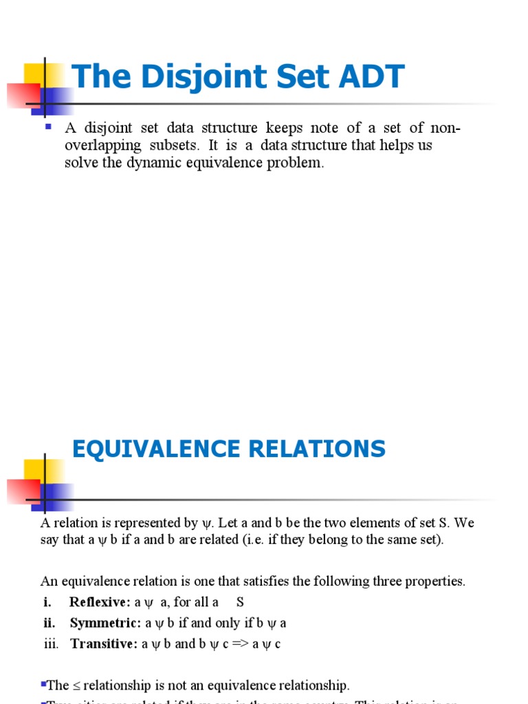 The Disjoint Set ADT | PDF | Vertex (Graph Theory) | Algorithms And ...
