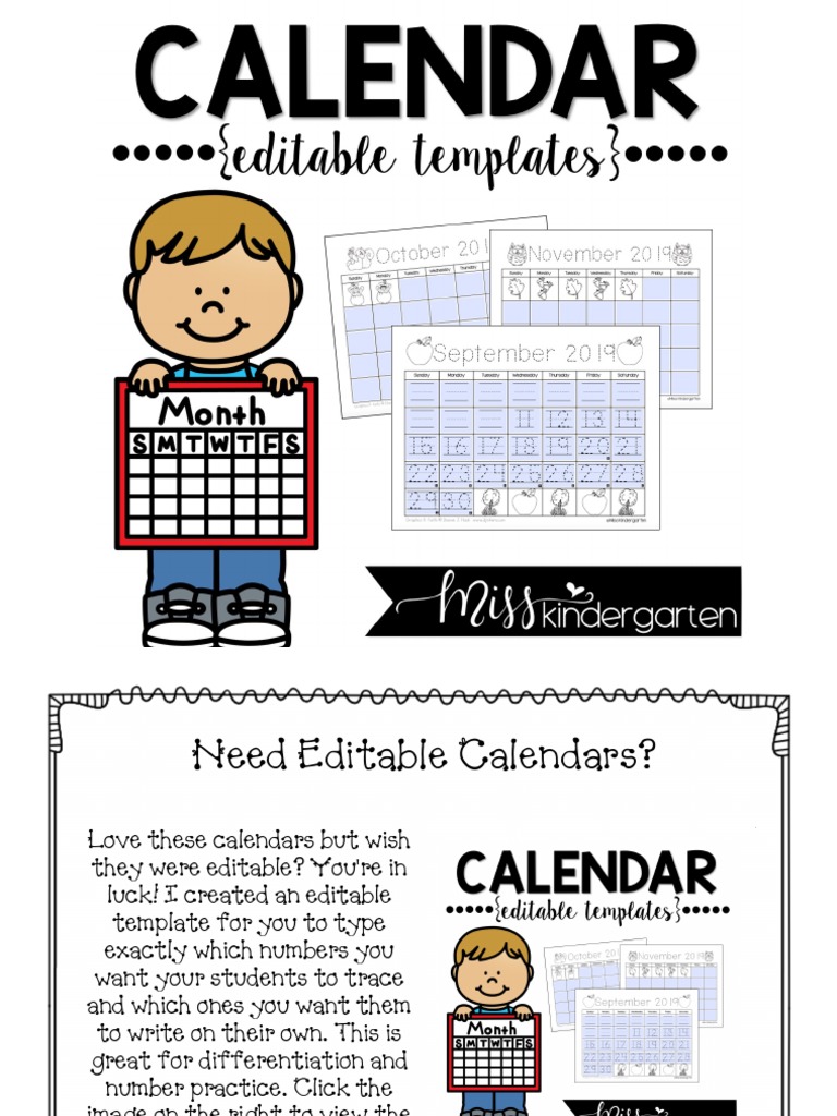 Editable Calendar Preview | PDF
