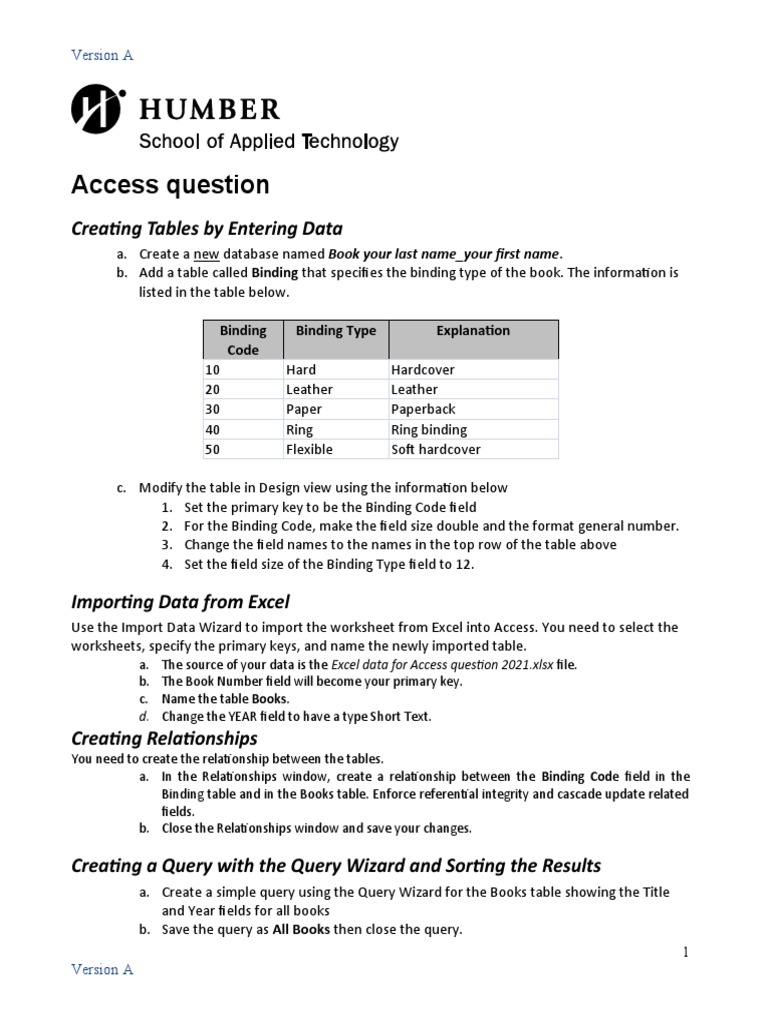 Access Database Table Creation Guide | PDF | Bookbinding | Microsoft Excel
