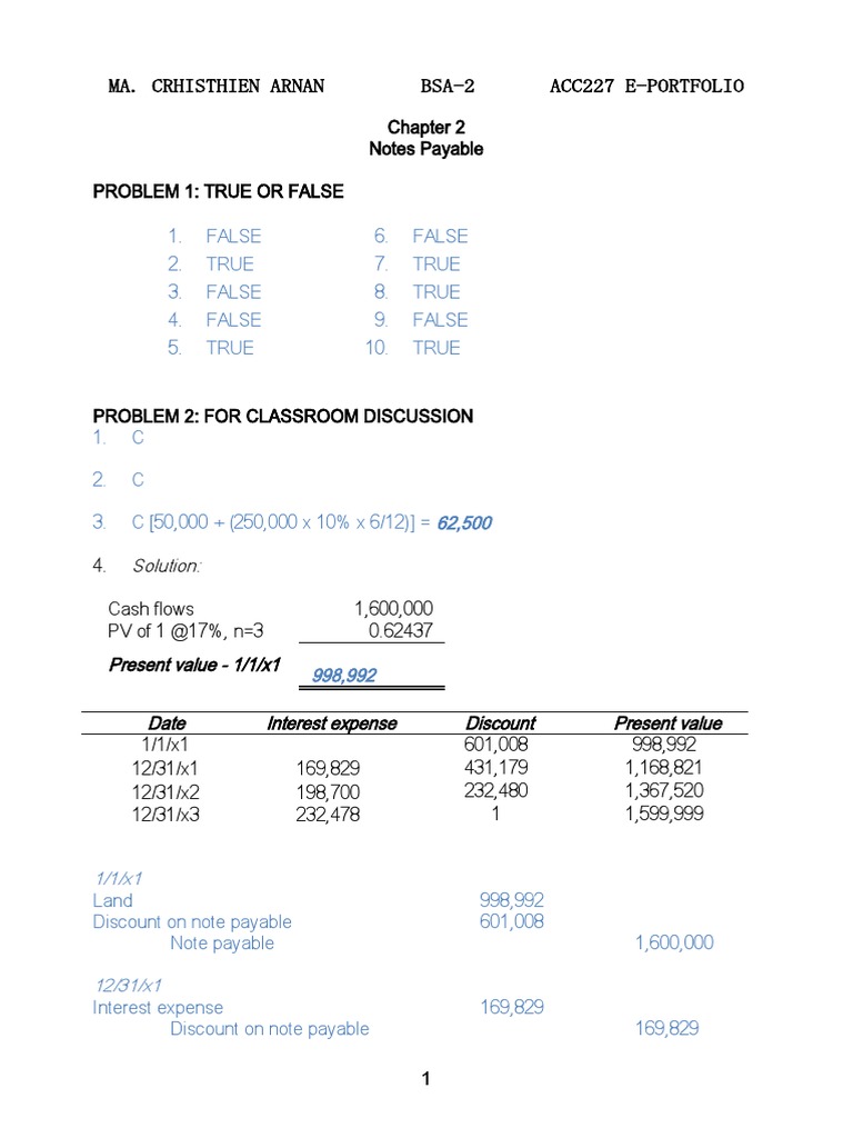 Chapter 2 Notes Payable | Download Free PDF | Time Value Of Money ...